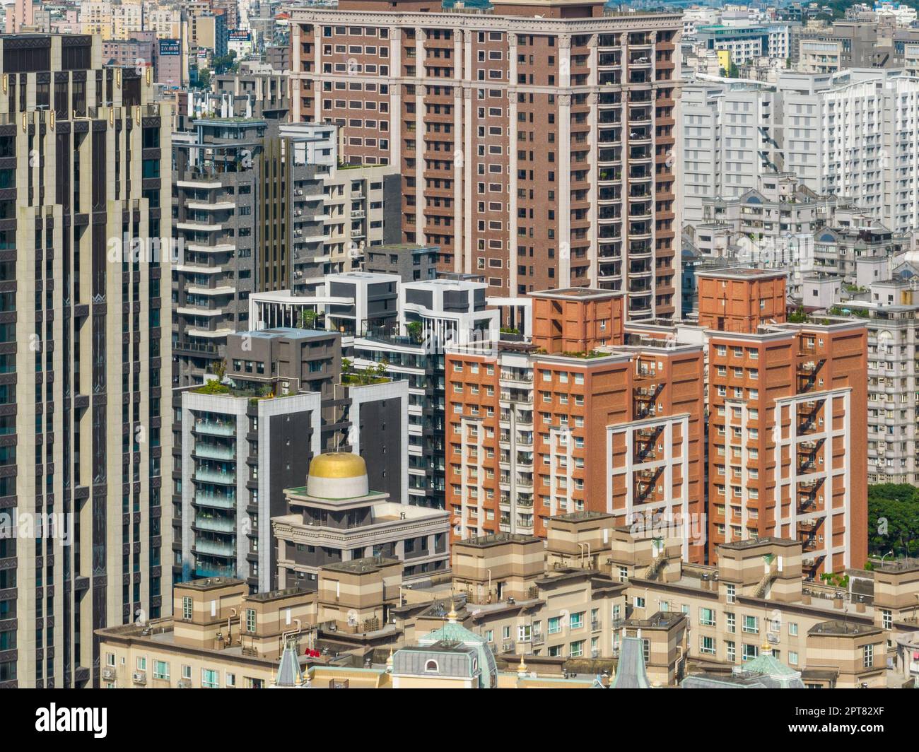 New Taipei, Taiwan, 11 July 2022: Top view of the city in Linkou ...