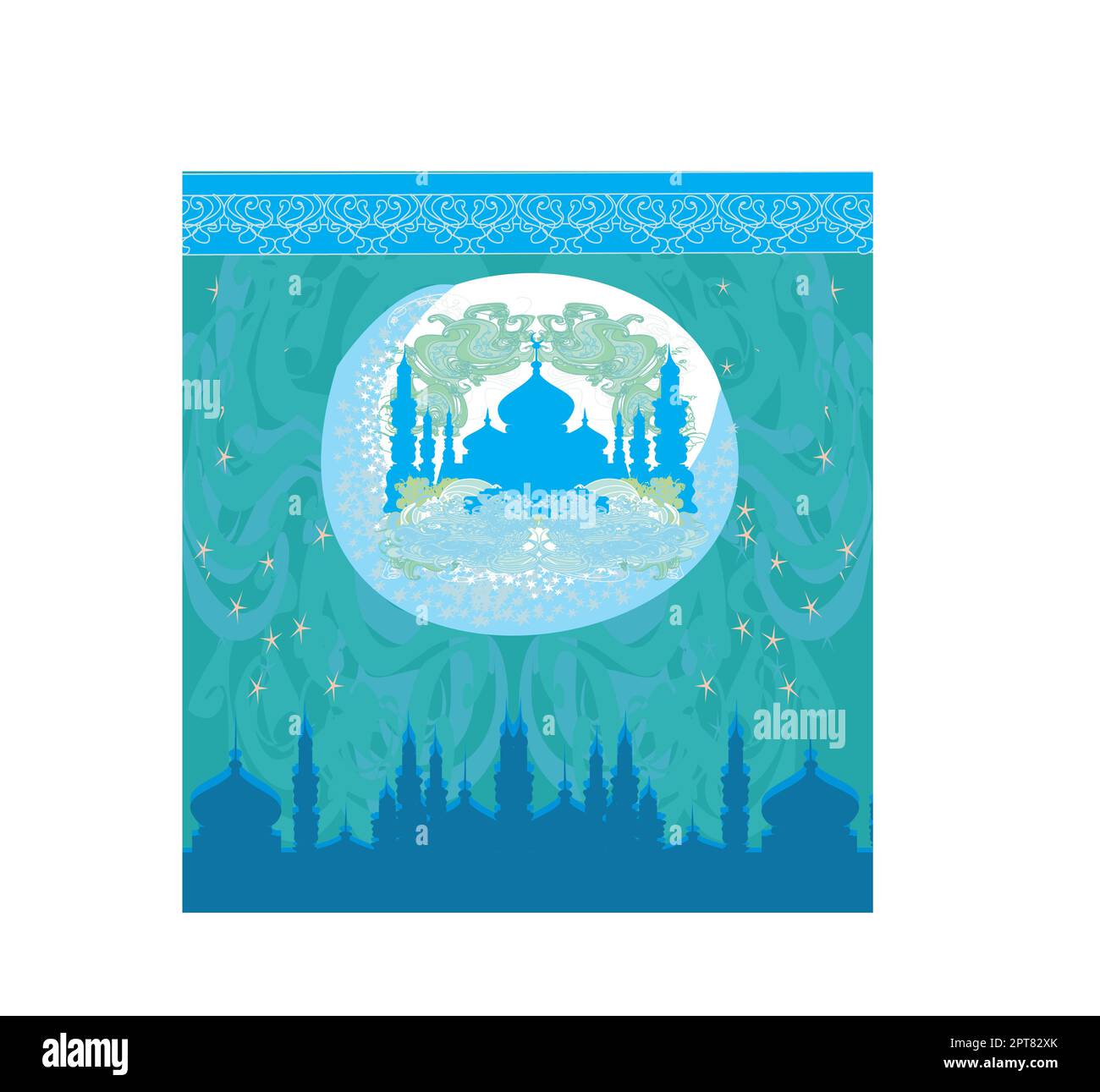 artistic pattern background with moon and mosque Stock Vector Image ...