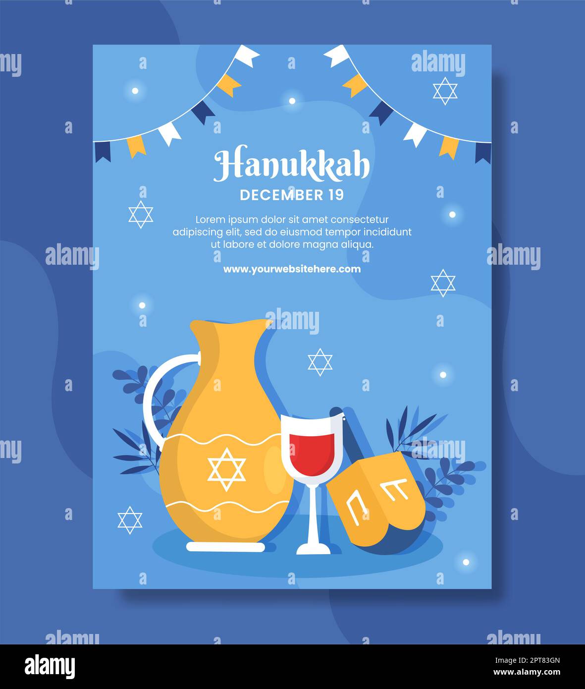 Hanukkah Jewish Holiday Poster Flat Cartoon Hand Drawn Templates ...