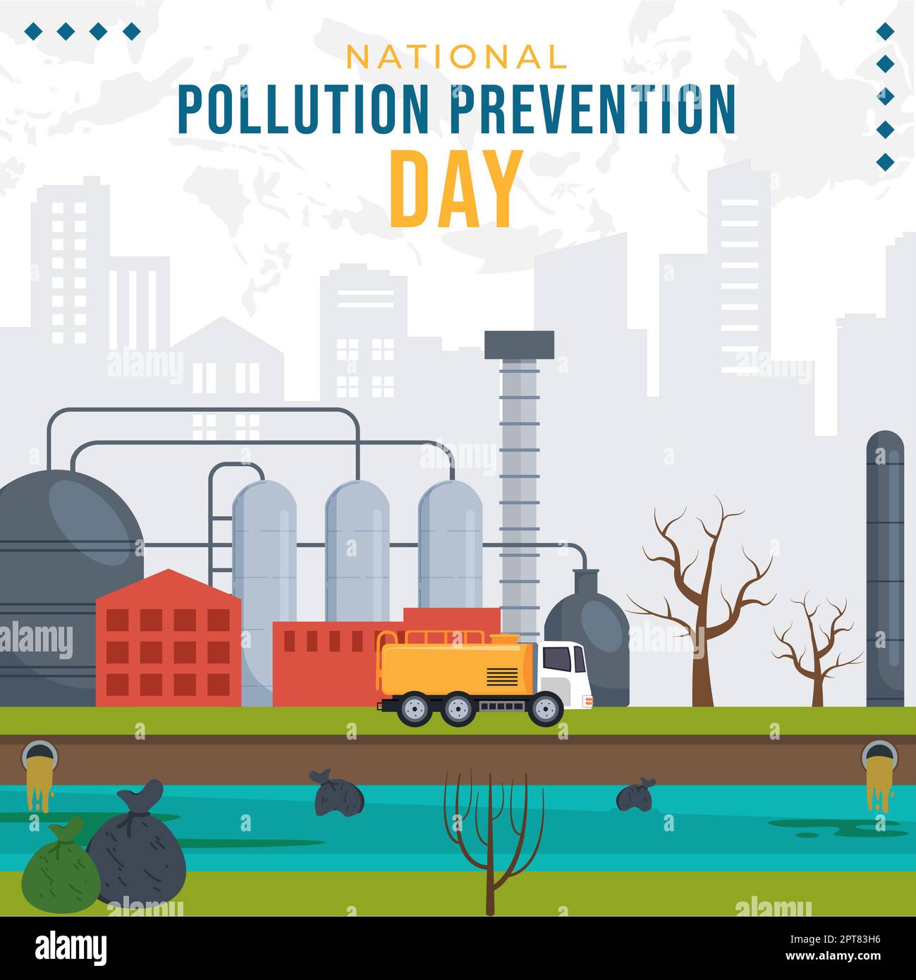 National Pollution Prevention Day Flat Cartoon Hand Drawn Templates ...