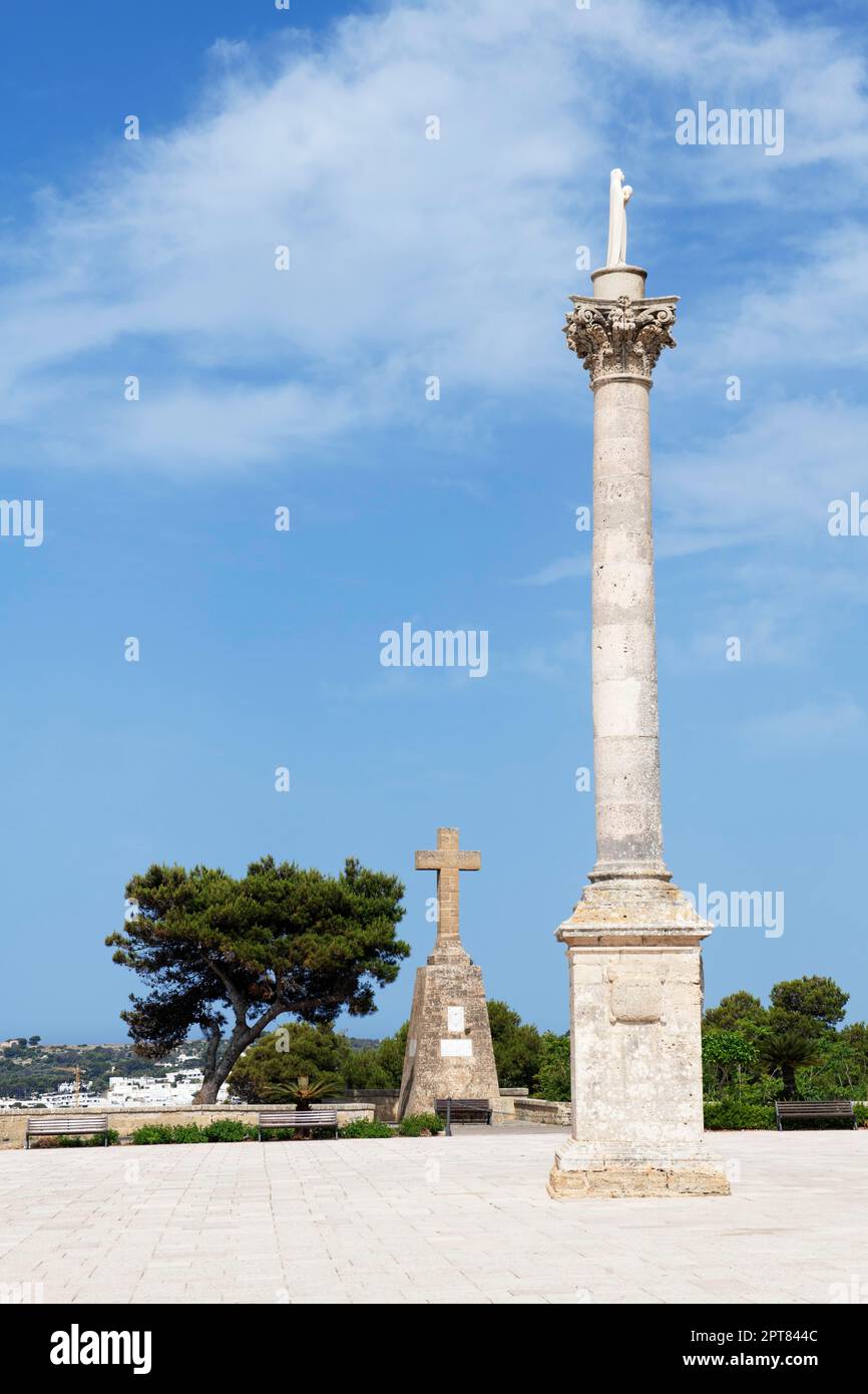 Column of the Madonna in front of the Sanctuary of San Marina de Leuca ...