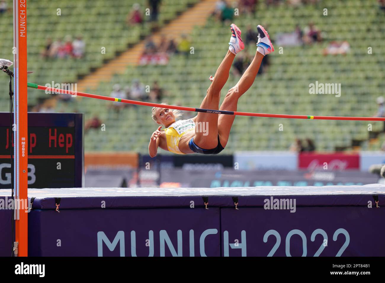 Bianca Salming participating in the high jump of the European Athletics ...