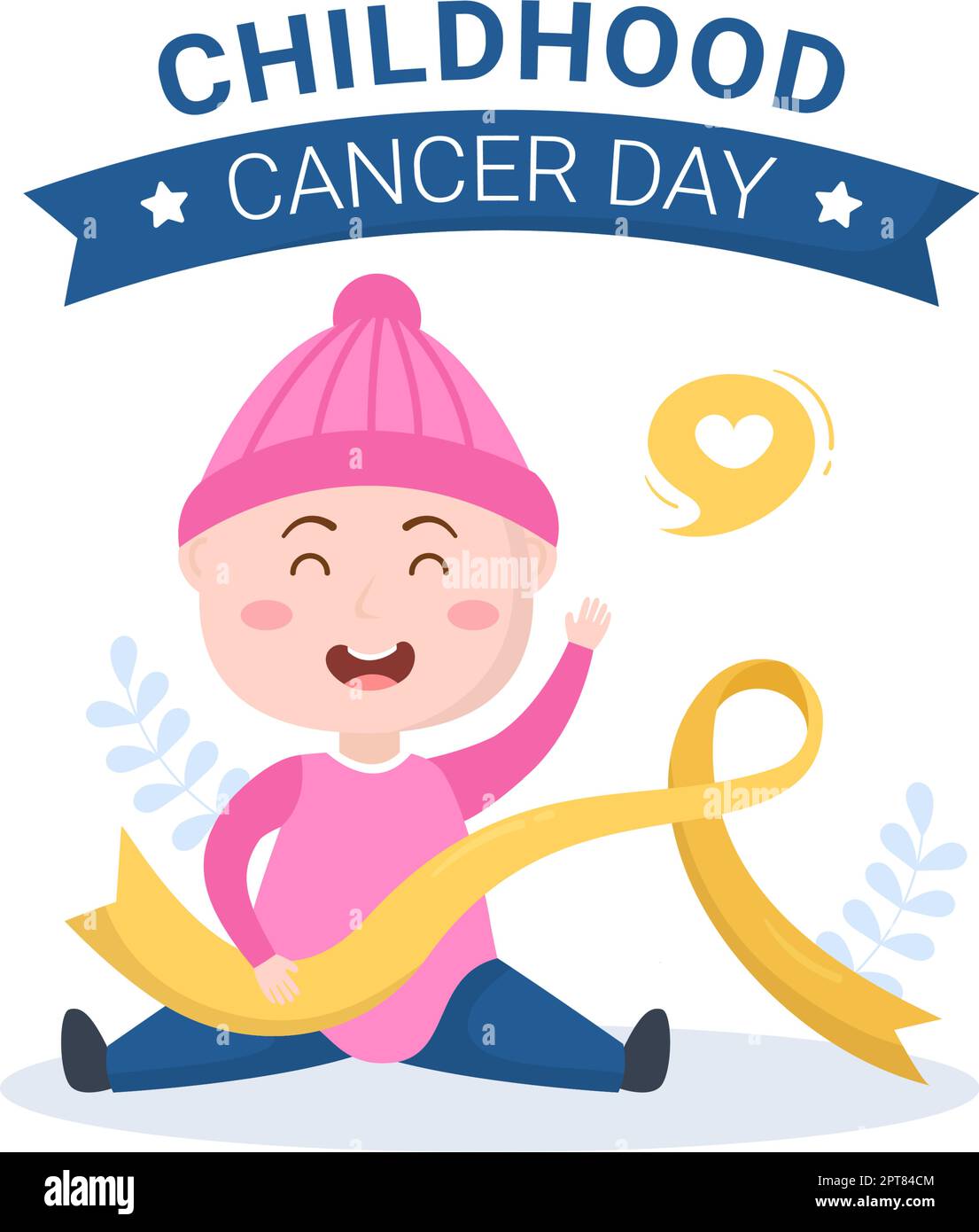 International Childhood Cancer Day Hand Drawn Cartoon Illustration on ...