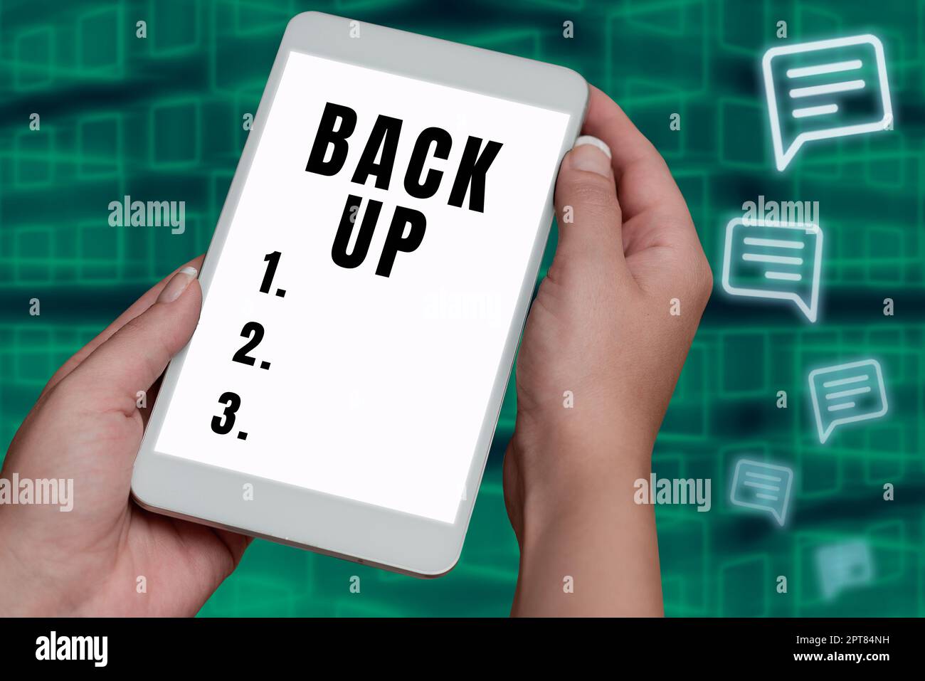 Text sign showing Back Up, Concept meaning saving important data into ...