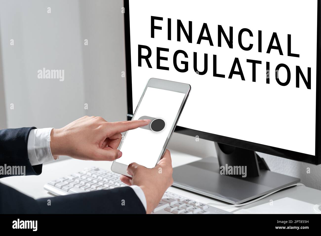 Text caption presenting Financial Regulation, Business concept aim to ...