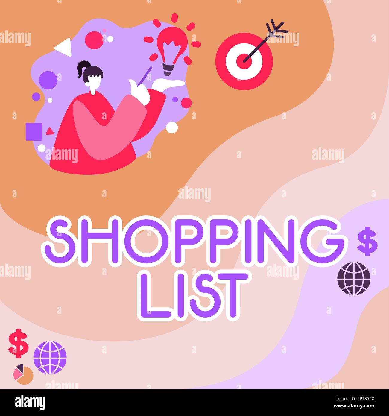 Text caption presenting Shopping List, Concept meaning Discipline ...