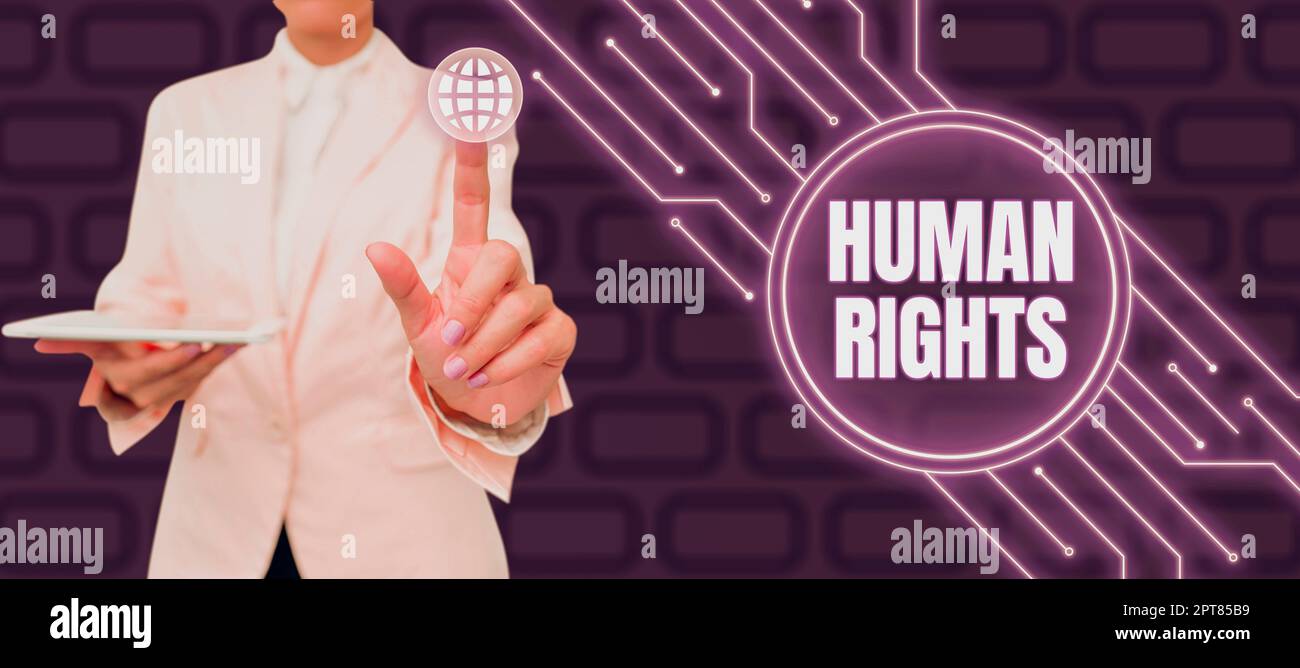Text sign showing Human Rights, Business idea Moral Principles ...