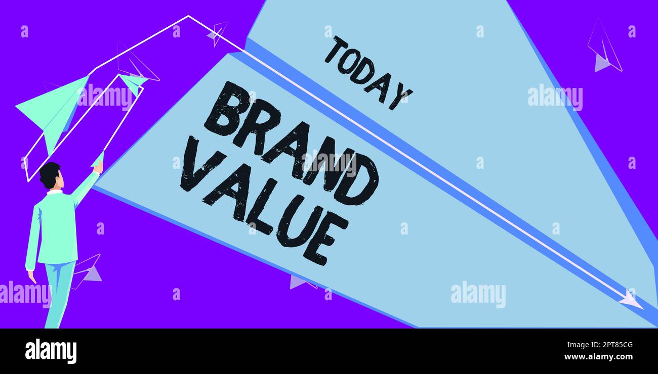 Sign displaying Brand Value, Business approach company generates from ...