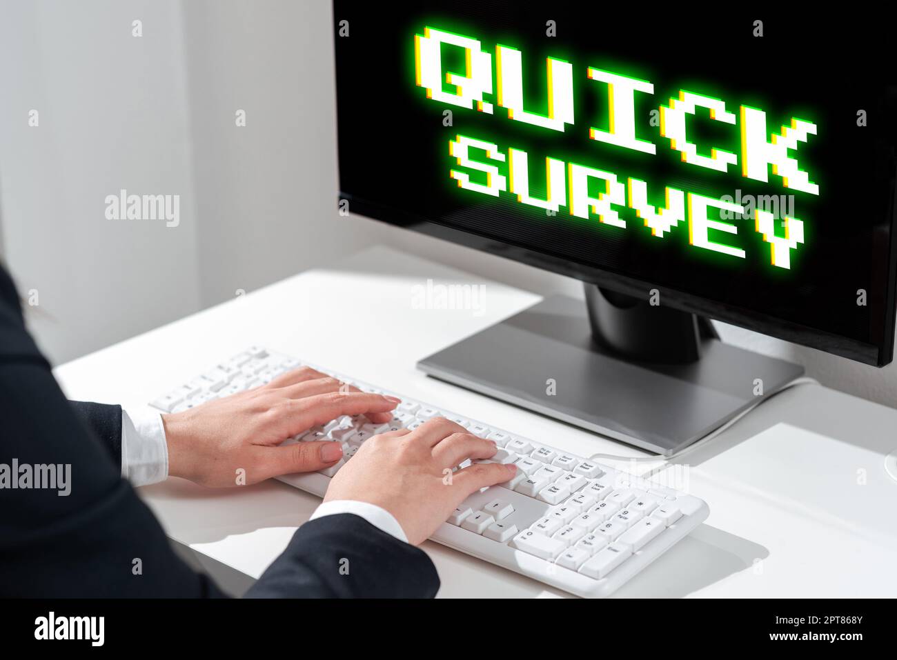 Hand writing sign Quick Survey, Word for Conduct fast check on ...