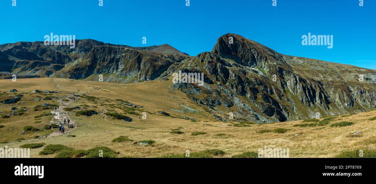 A panorama picture of a section of the Rila National Park mountain ...