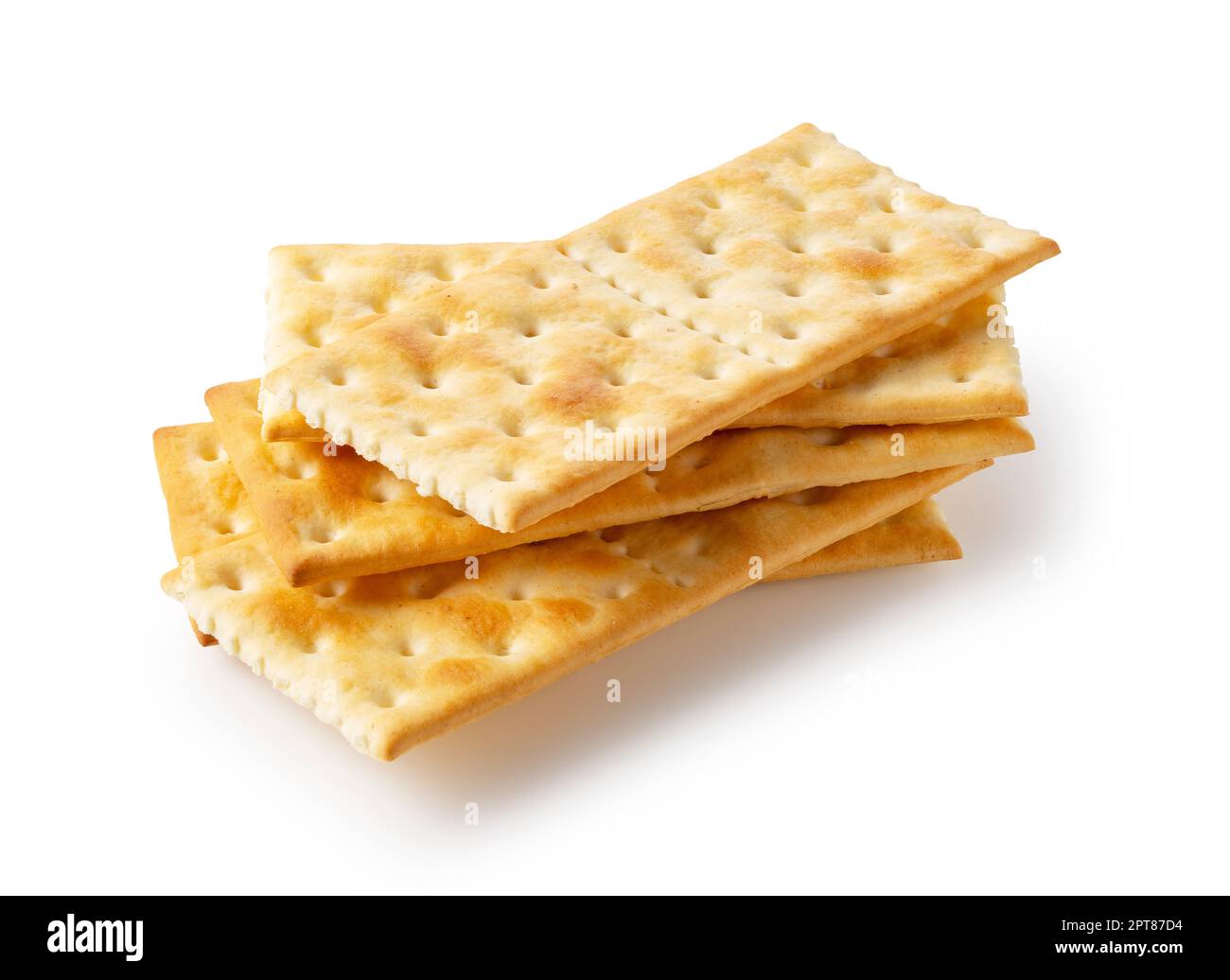 Crackers placed on top of each other on a white background Stock Photo ...
