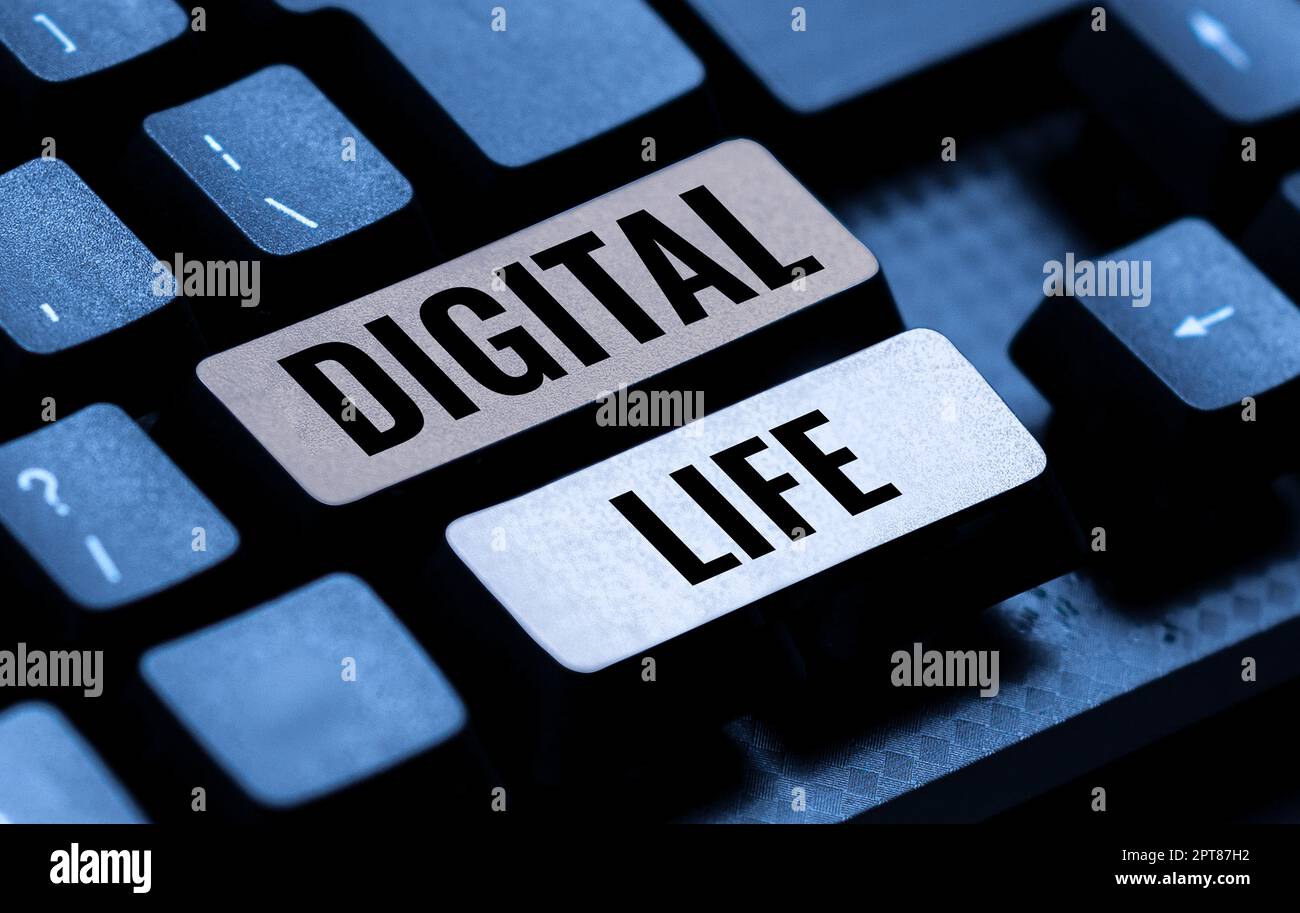 Conceptual display Digital Life, Business showcase Living in a world ...