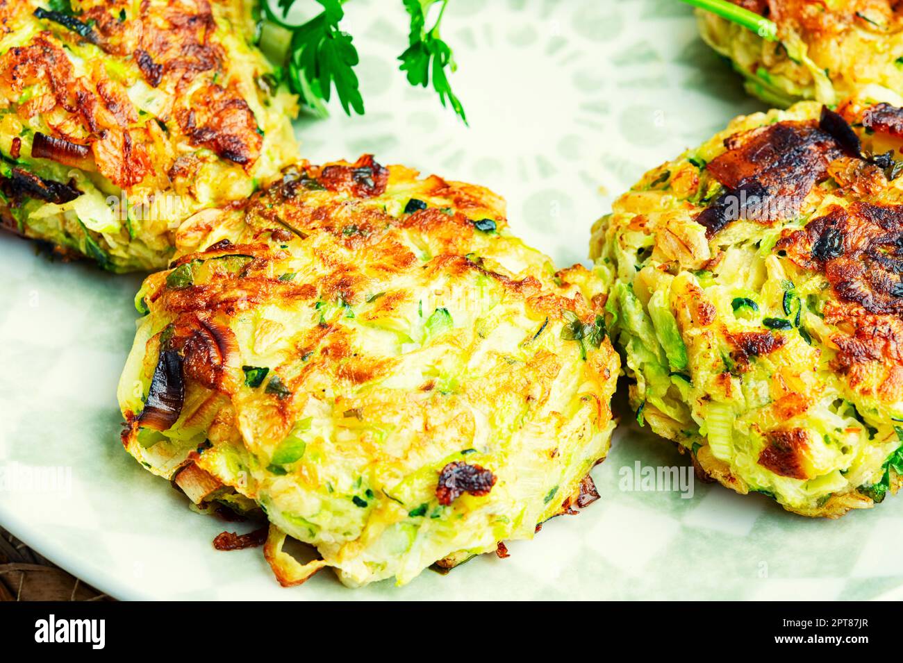 Vegan cutlets from zucchini, oatmeal and greens Stock Photo - Alamy