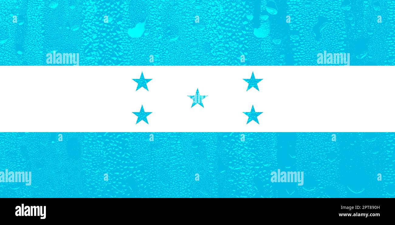 3D Flag of Honduras on a glass with water drop background. It is a flag ...