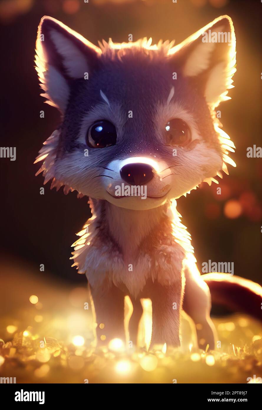 Portrait of cute wolf, animal wildlife concept 3D illustration ...