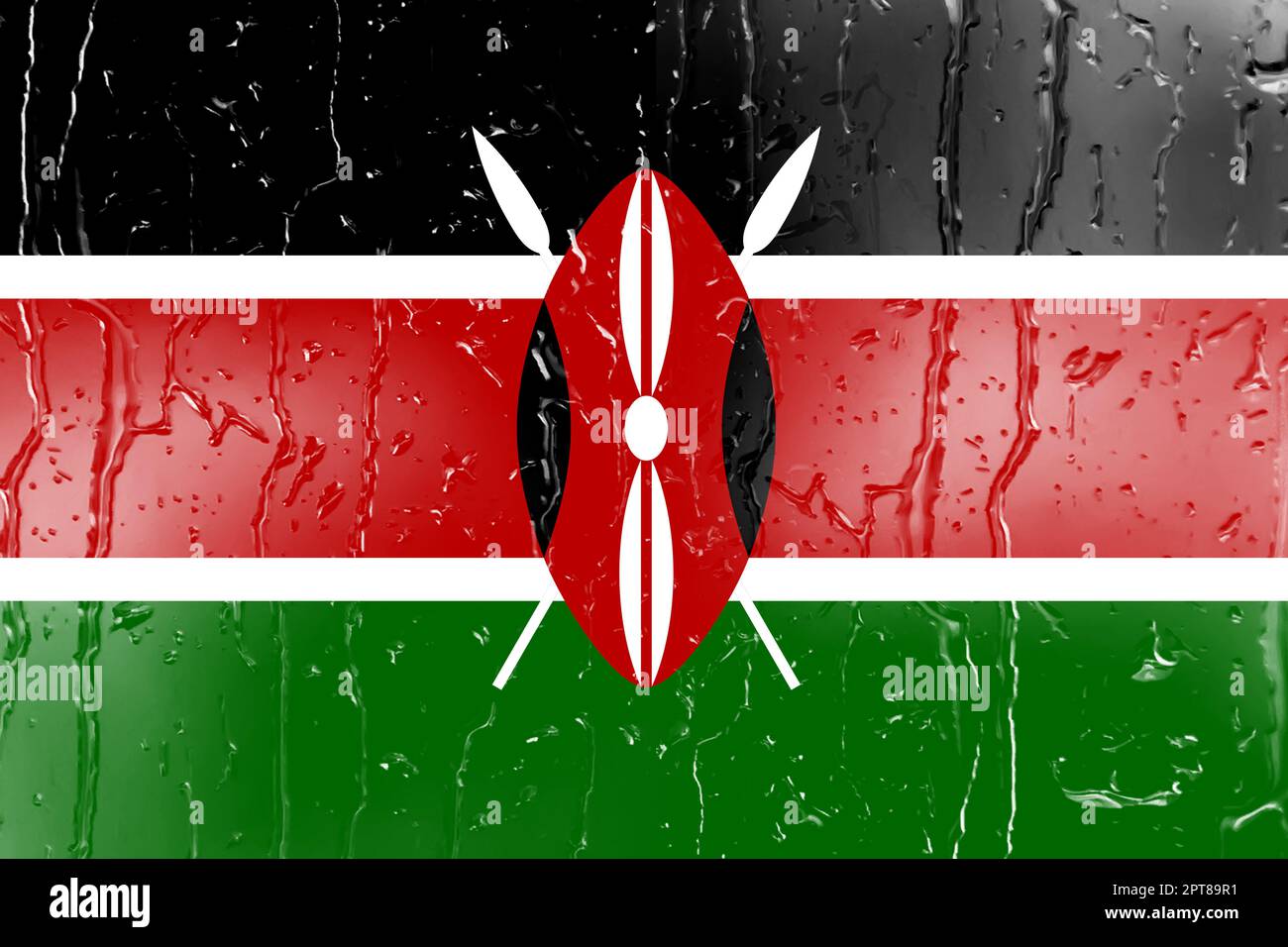 3D Flag of Kenya on a glass with water drop background Stock Photo - Alamy