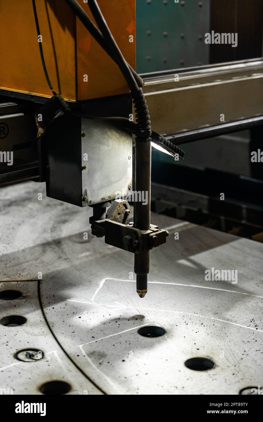 Plasma cutting of metal with a cnc. Plasma cutting machine cutting ...