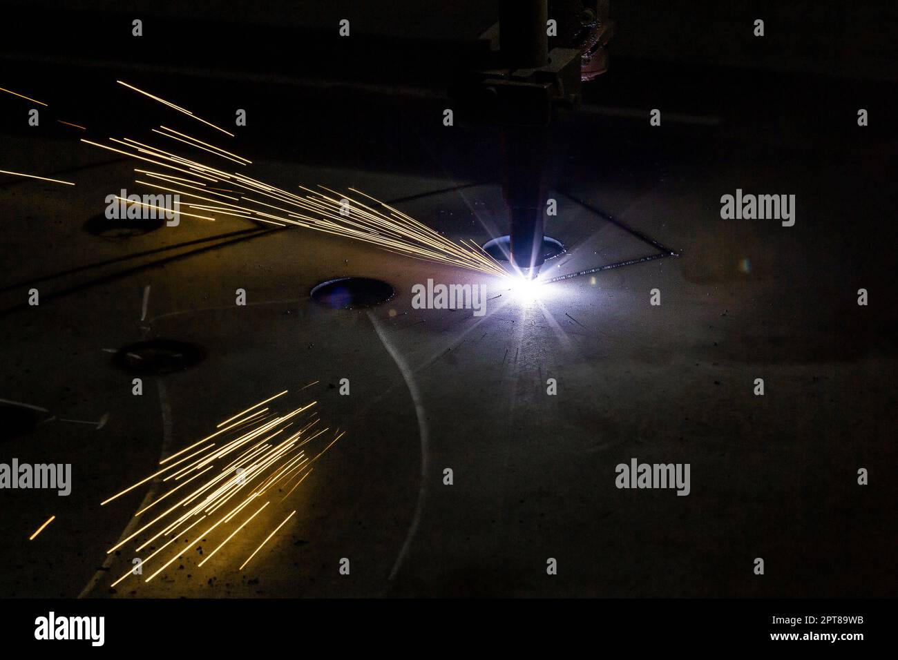 Plasma cutting of metal with a cnc. Plasma cutting machine cutting ...