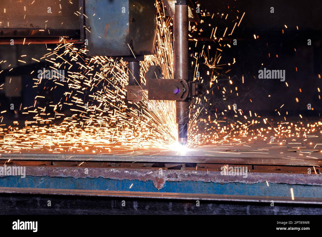 Plasma cutting of metal with a cnc. Plasma cutting machine cutting ...
