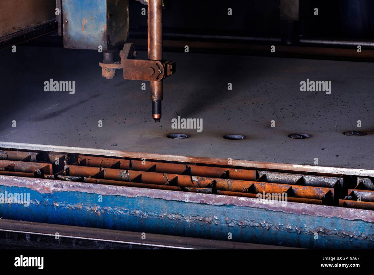 Plasma cutting of metal with a cnc. Plasma cutting machine cutting ...