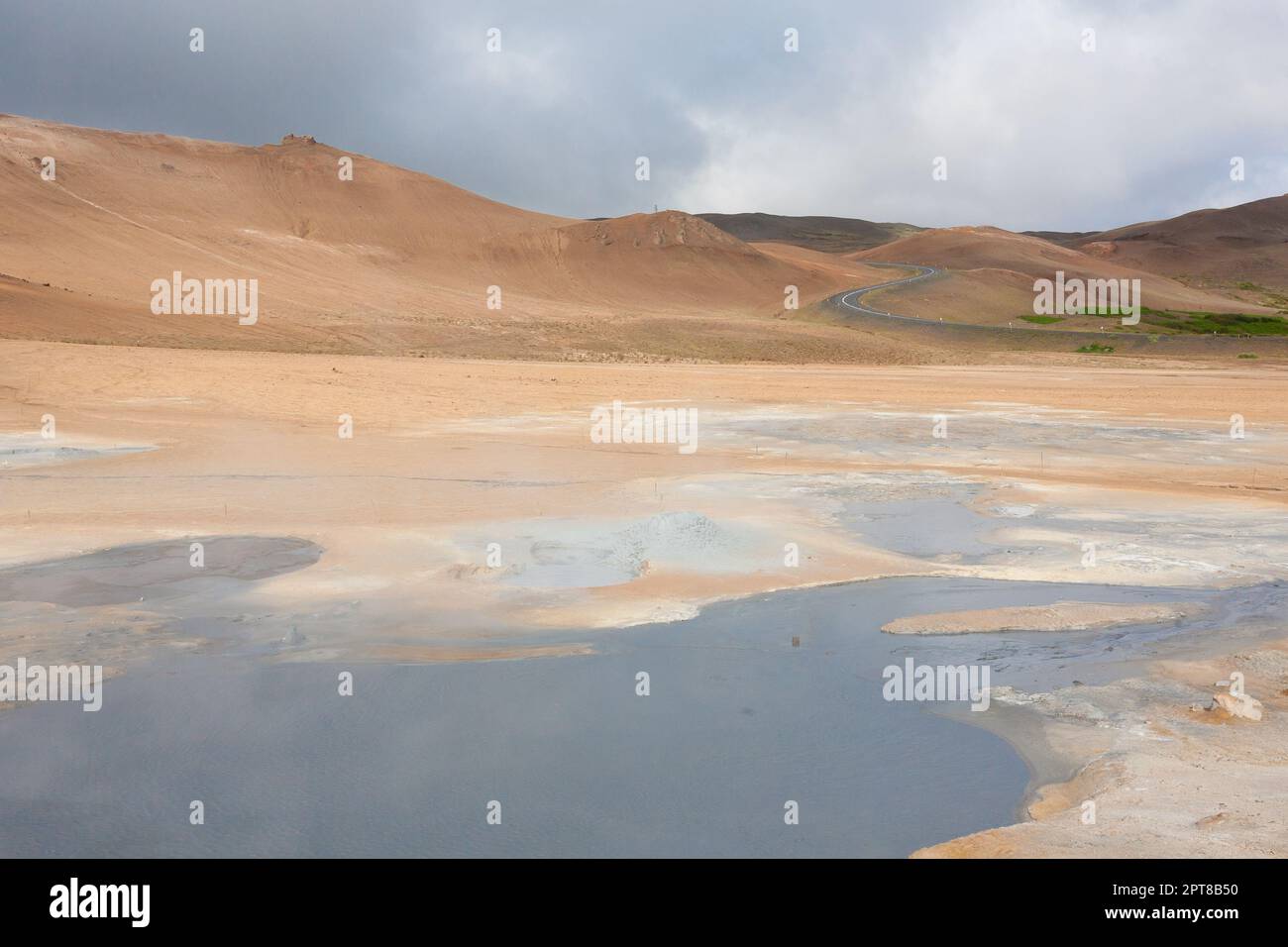 Hverir mud pools view, Iceland landmark. Icelandic landscape Stock ...