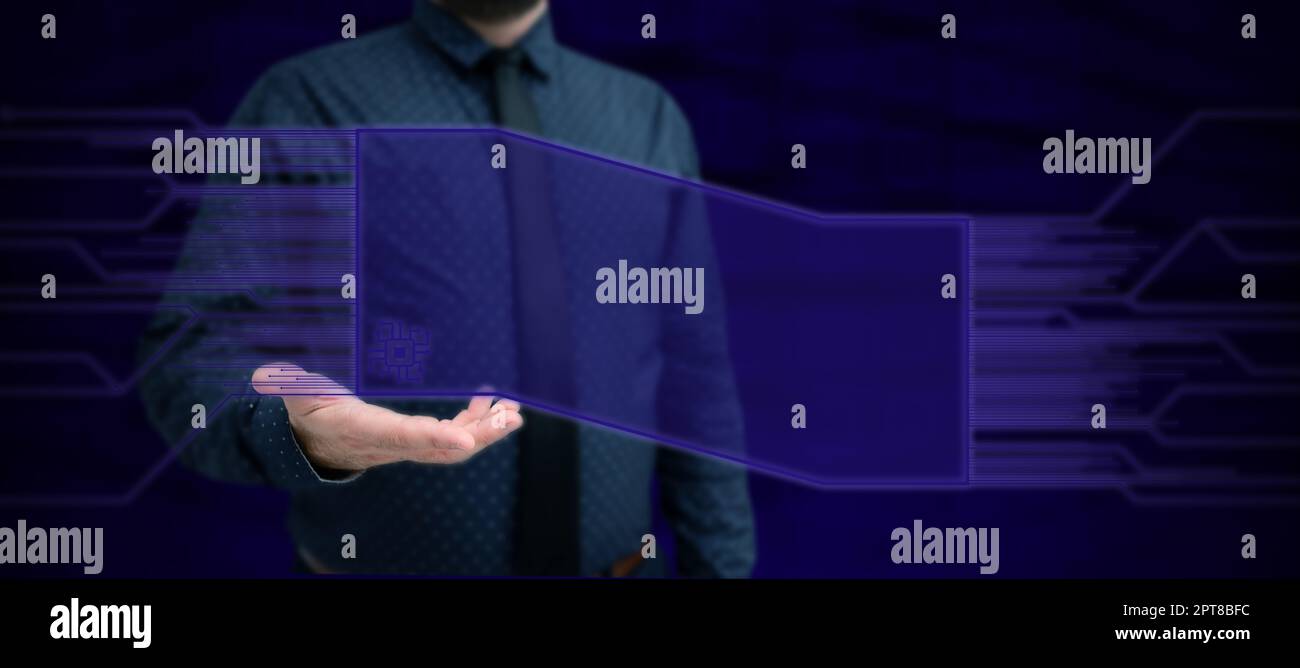 Business Man Presenting New Futuristic Technologies Stock Photo - Alamy