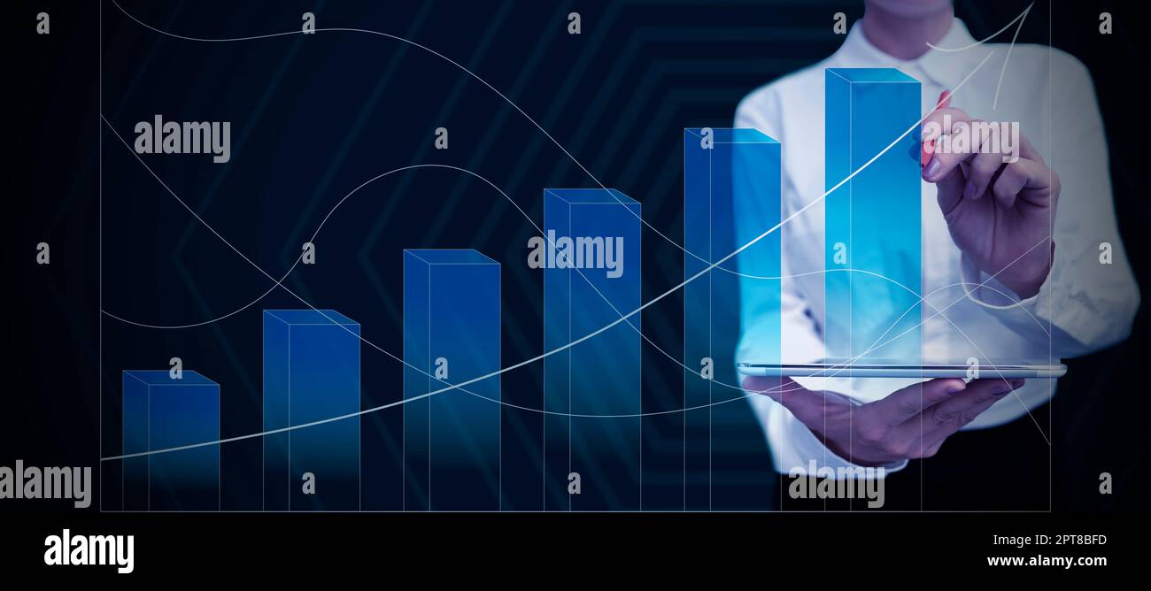Business Man Presenting New Futuristic Growth Graphs Stock Photo - Alamy