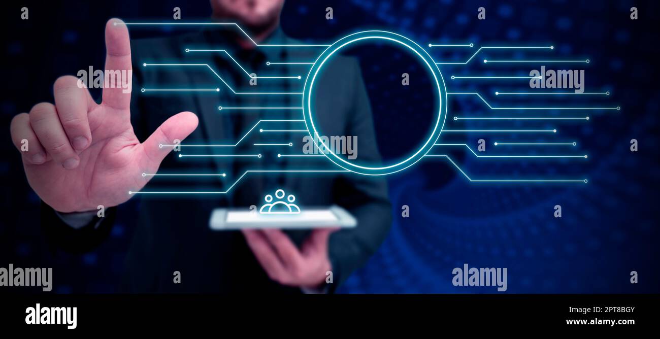 Business Man Presenting New Futuristic Technologies Stock Photo - Alamy