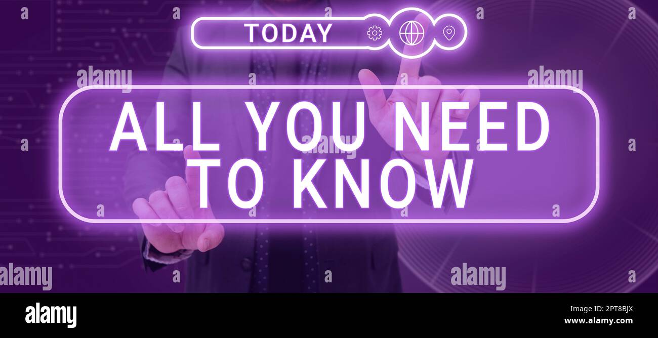 Text showing inspiration All You Need To Know, Concept meaning Tell only the Facts and Important ...