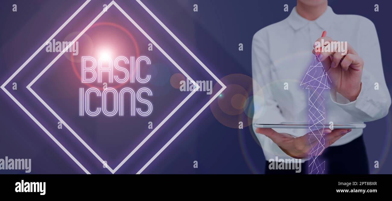 Sign displaying Basic Icons, Word Written on pictogram or ideogram ...