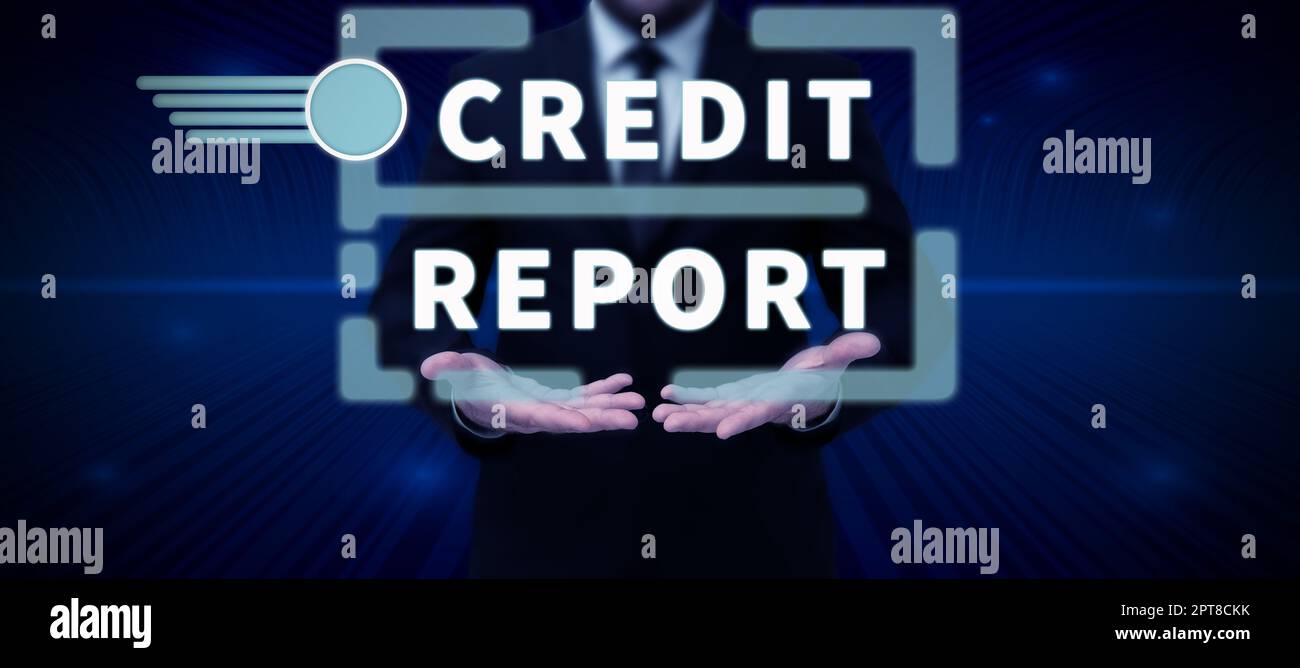Conceptual caption Credit Report, Business overview Borrowing Rap Sheet ...