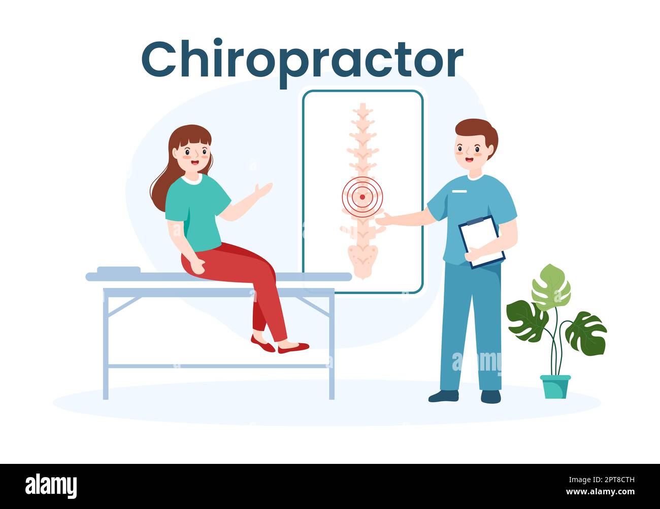 Chiropractor Flat Cartoon Hand Drawn Templates Illustration of Patient ...
