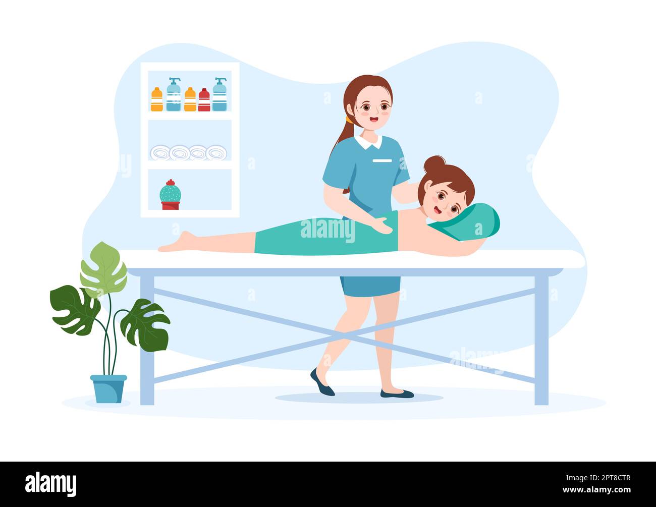 Chiropractor Flat Cartoon Hand Drawn Templates Illustration of Patient ...