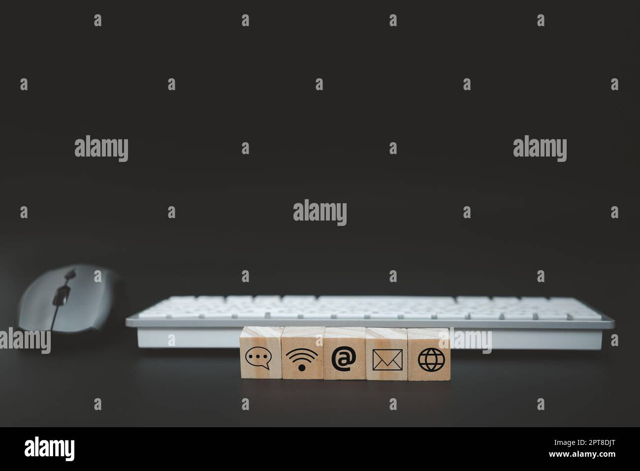 Online business communication symbols contact us or e-mail address ...