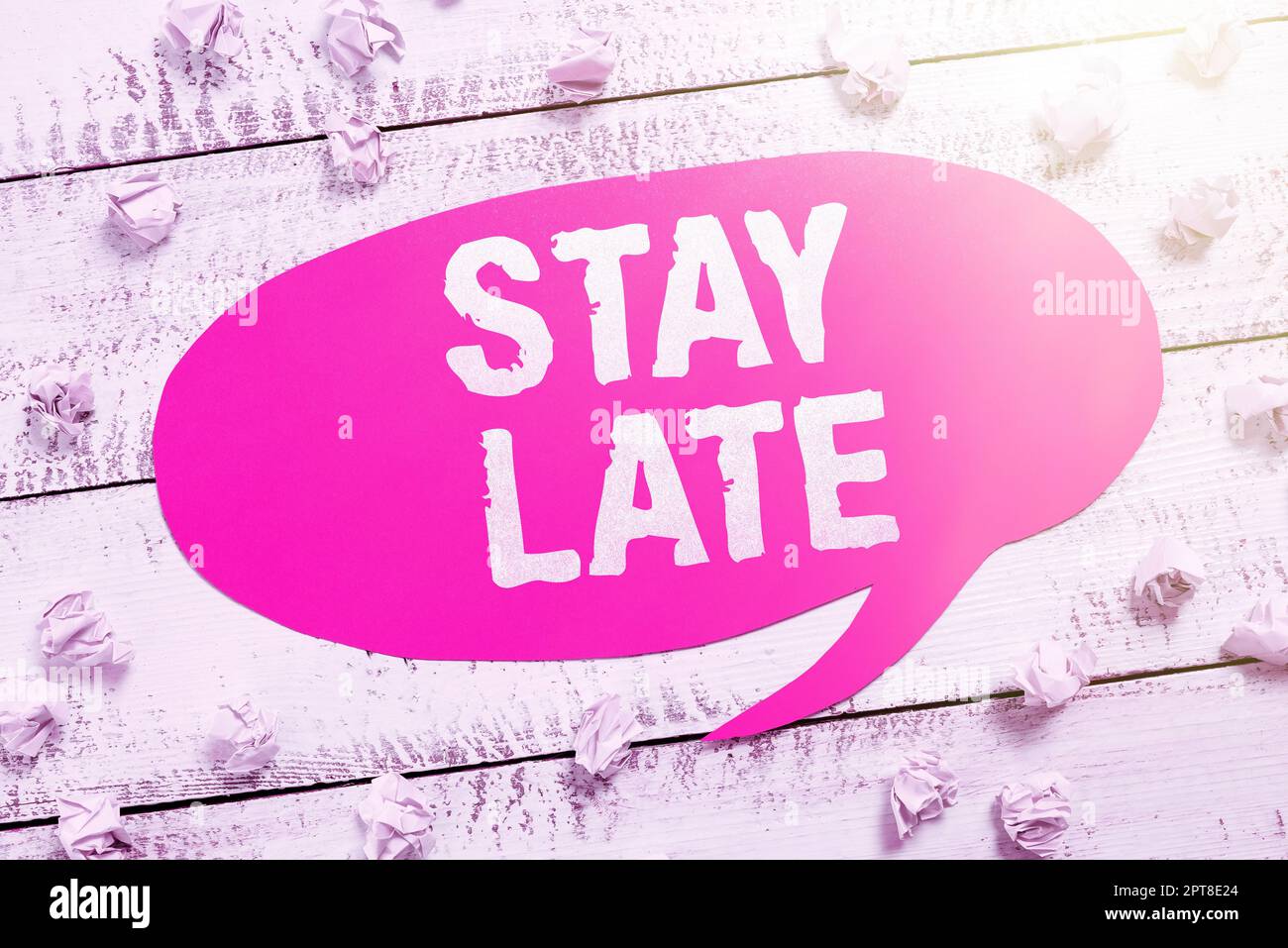 Hand writing sign Stay Late, Business approach A routine in which a ...