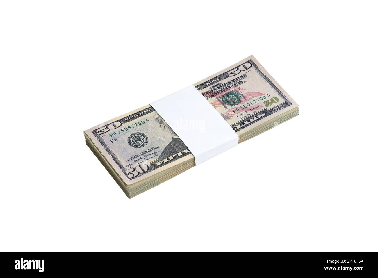 Bundle of US dollar bills isolated on white. Pack of american money ...