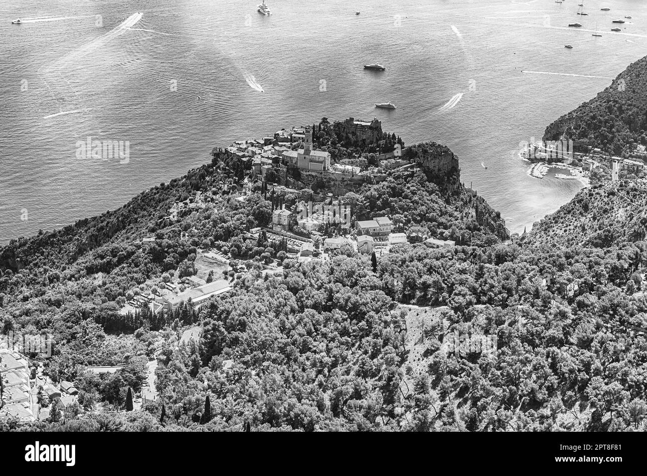 Scenic view over the coastline of the French Riviera near the town of ...