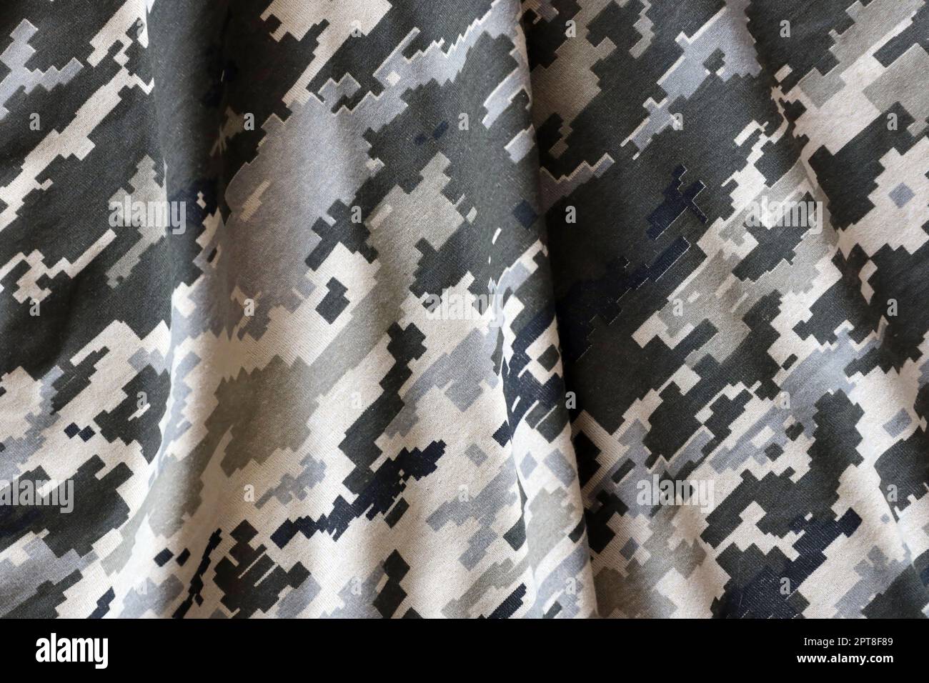 Fabric with texture of Ukrainian military pixeled camouflage. Cloth ...