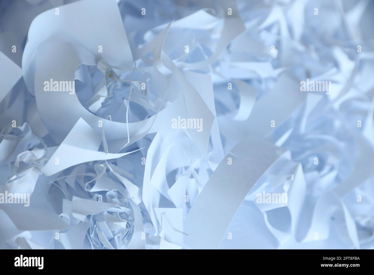 Shredded paper texture background, top view of many white paper strips ...