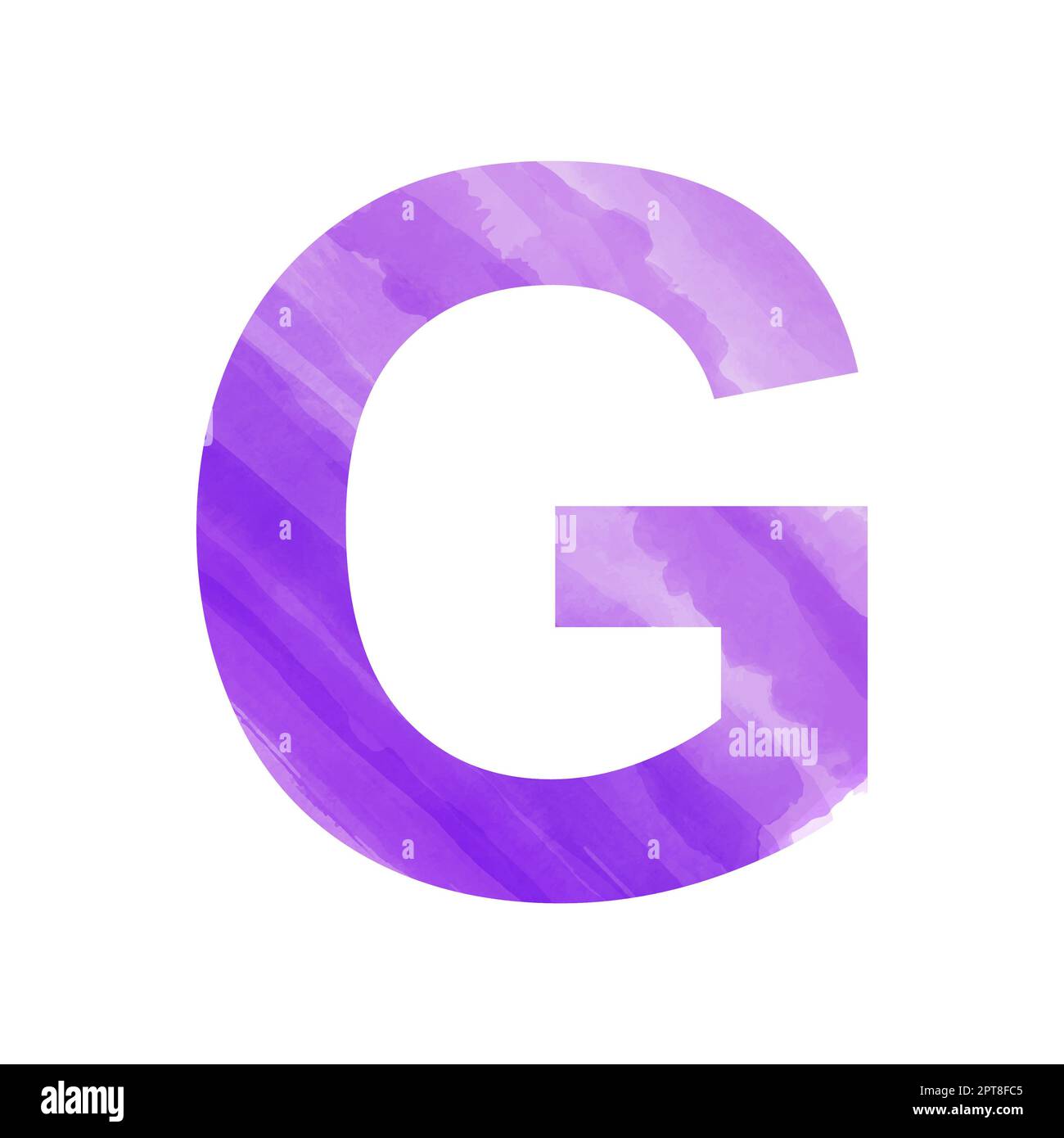 English alphabet, letter G painted with watercolor blue blue paints ...