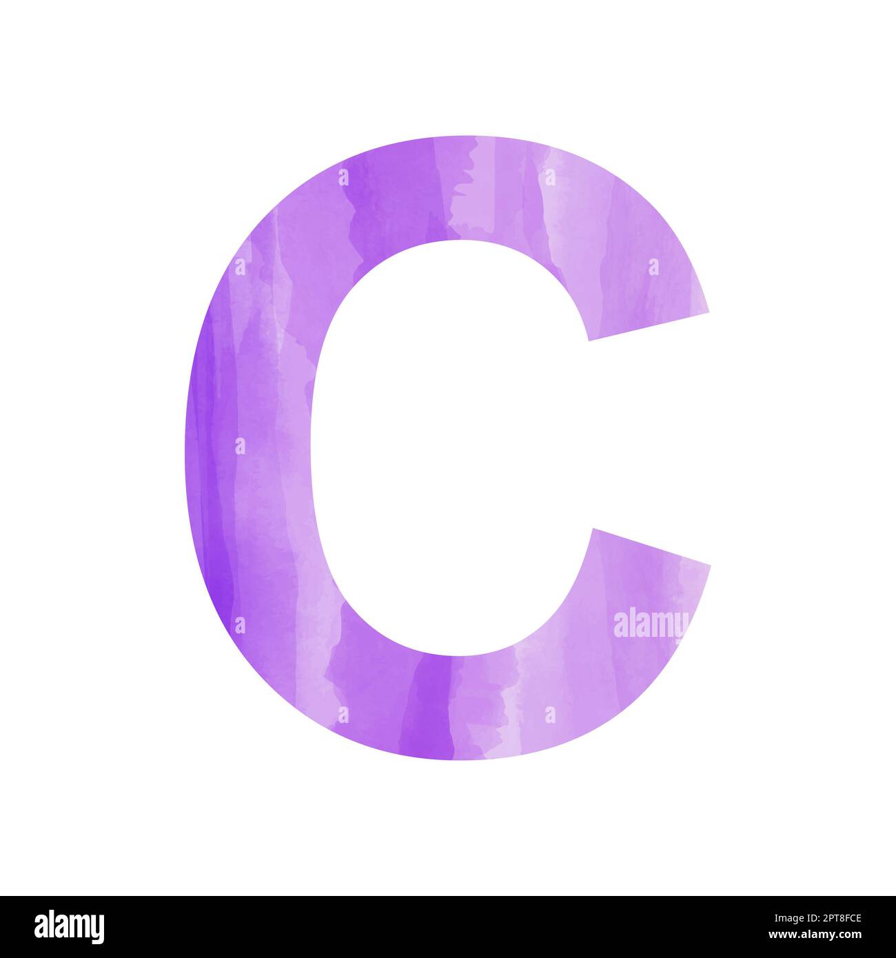 English alphabet, letter C painted with watercolor blue blue paints ...