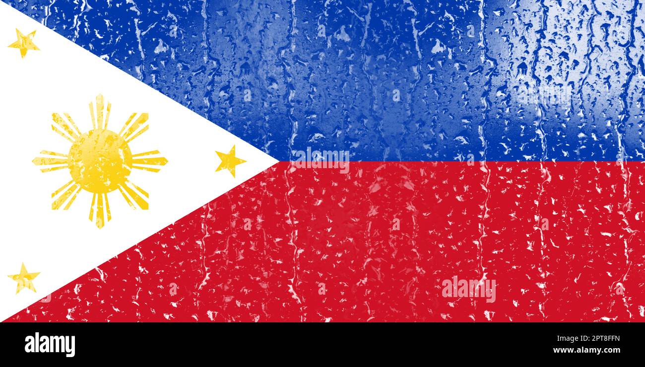 3D Flag of Philippines on a glass with water drop background Stock ...