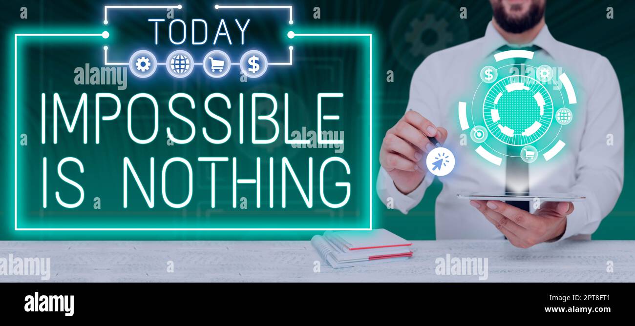 Handwriting text Impossible Is Nothing, Word Written on Anything is ...