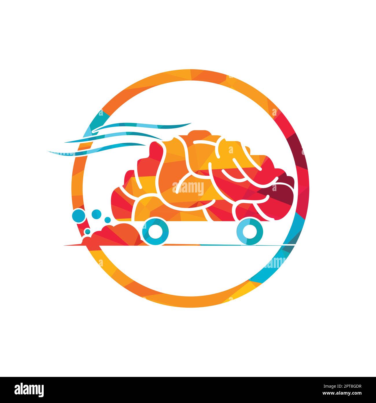 Moving smart logo concept. Fast think with brain vector logo template ...