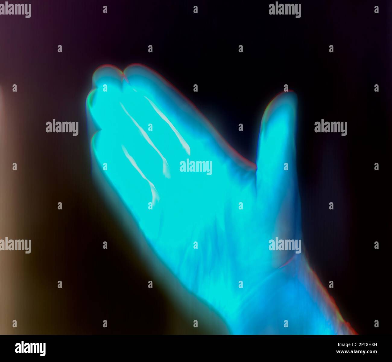 3D-Illustration of a glowing human male hand in an x-ray view Stock ...