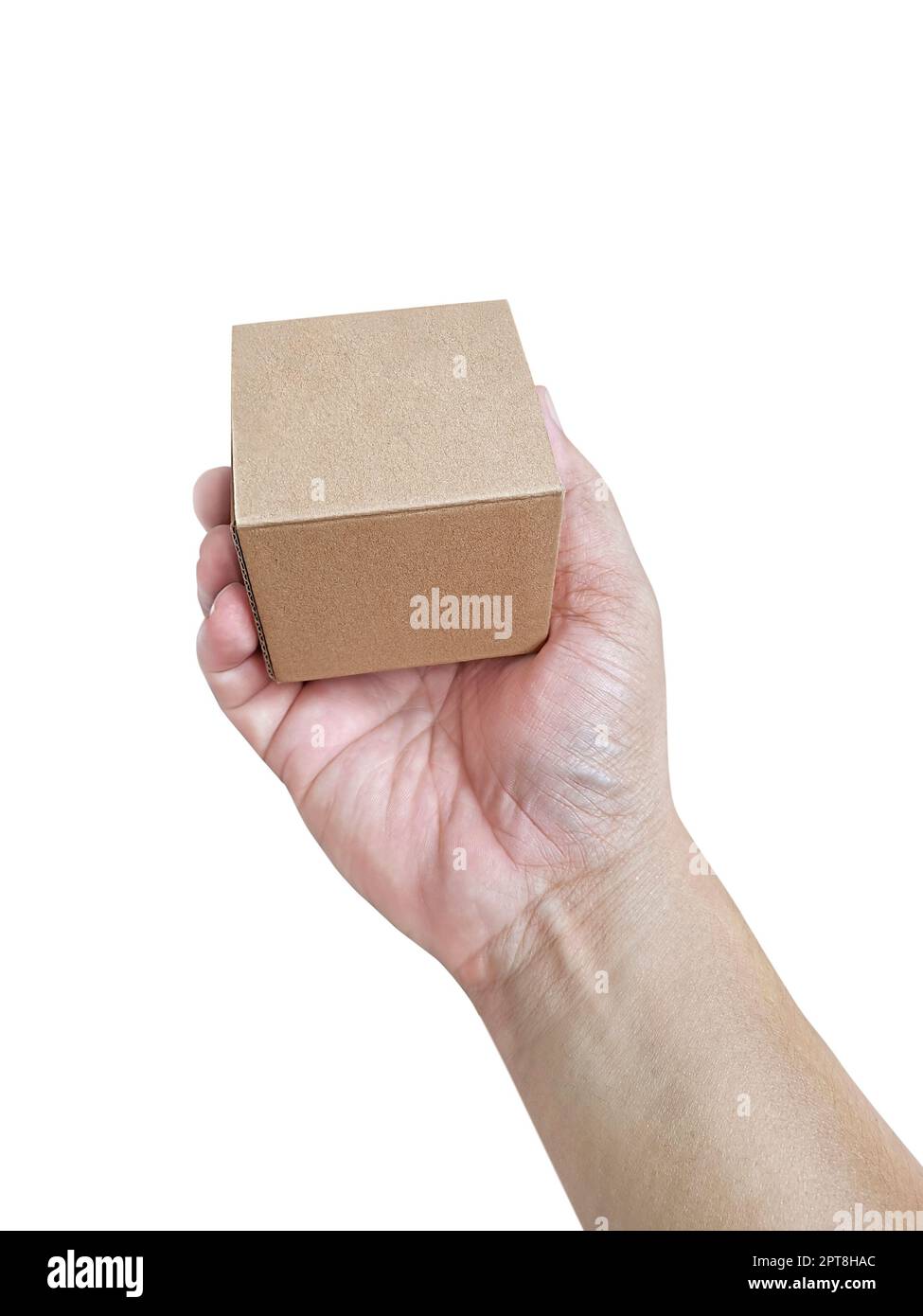 Box in hand on white background isolation Stock Photo - Alamy