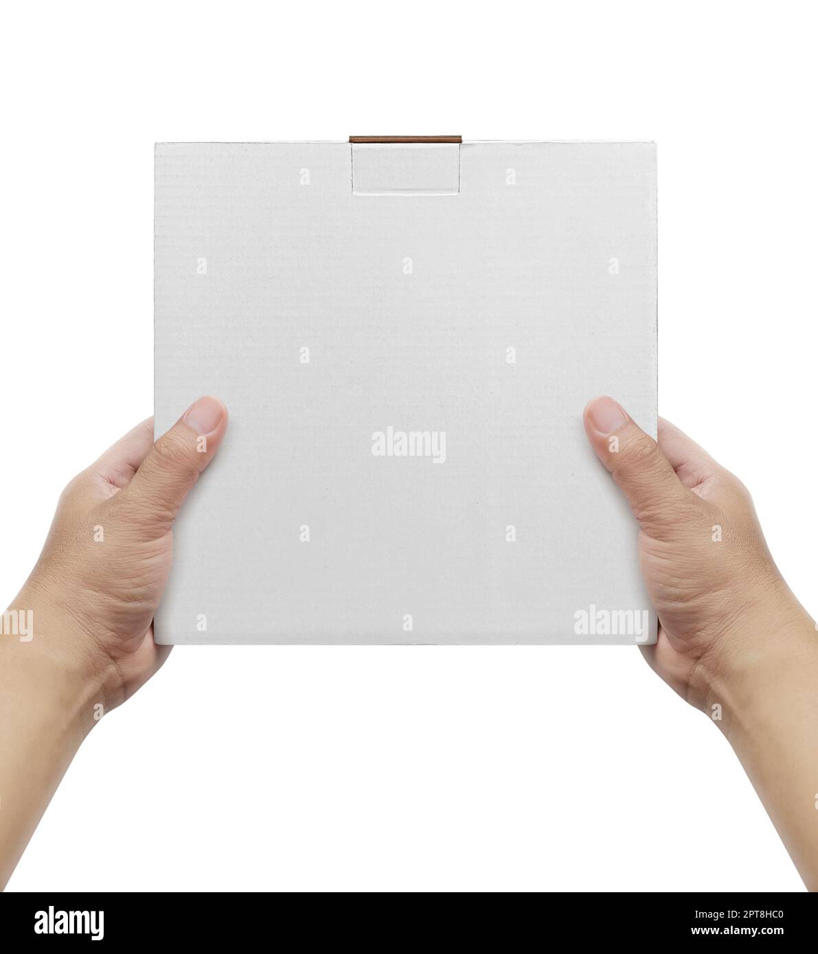 Box in hand on white background isolation Stock Photo - Alamy