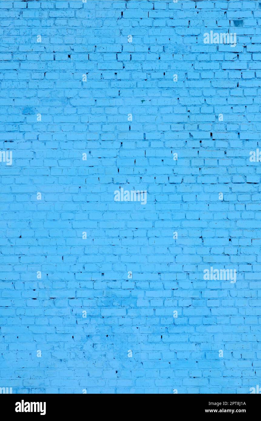 Square brick block wall background and texture. Painted in blue Stock ...