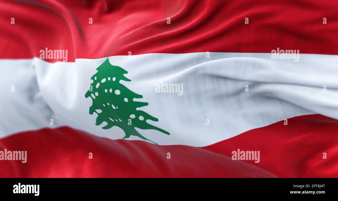 Lebanon flag blowing in wind hi-res stock photography and images - Alamy
