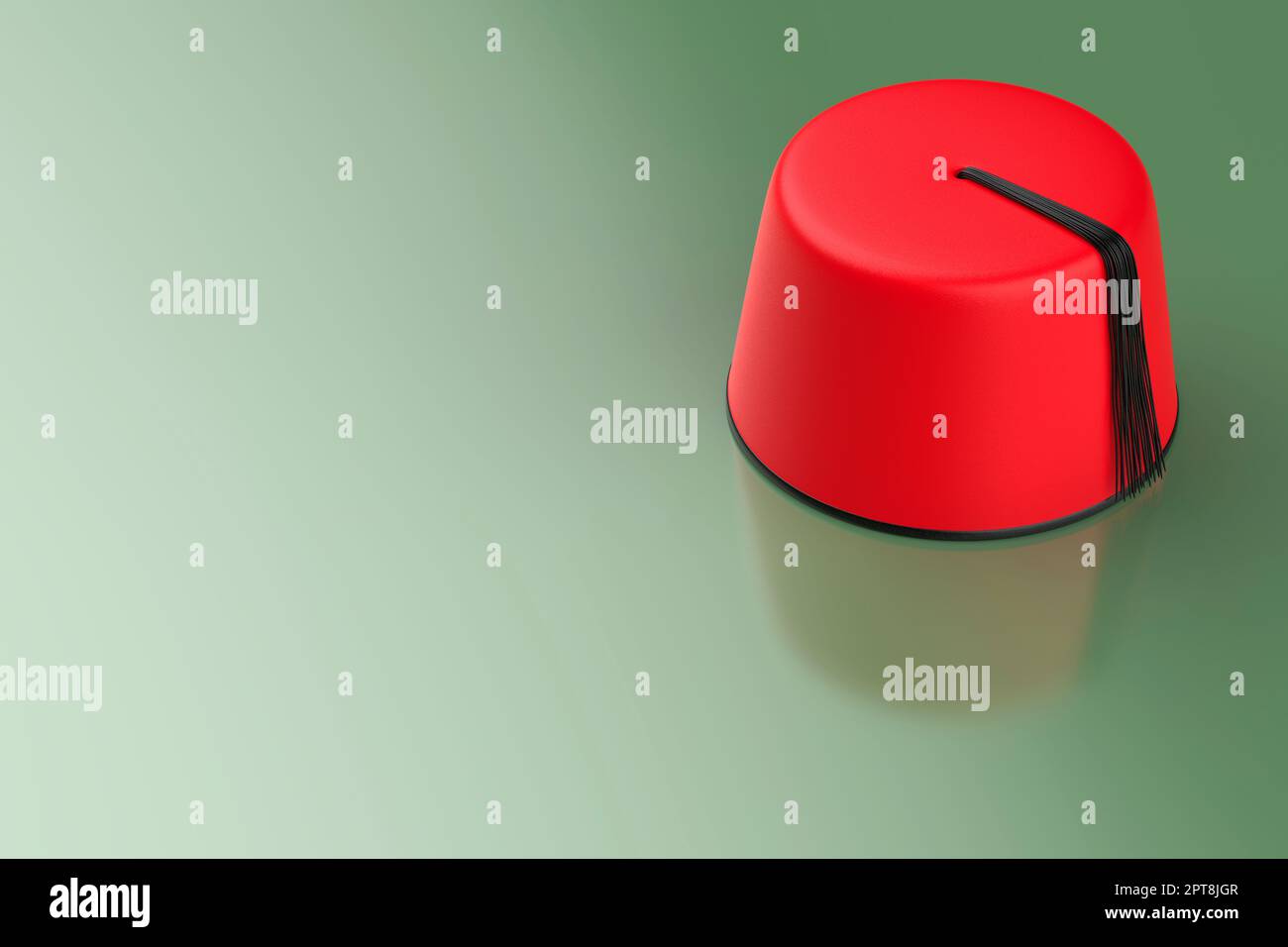 Traditional red Turkish fez on shiny green background Stock Photo - Alamy